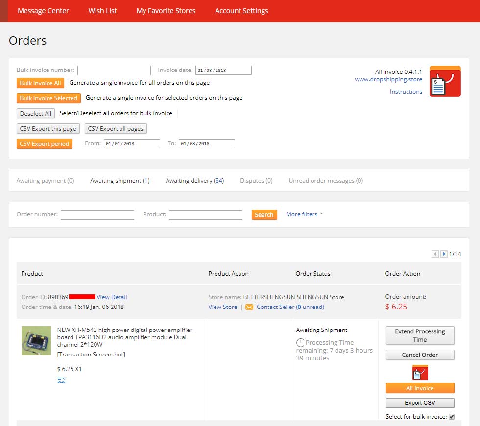 Ali Invoice - You can get an AliExpress invoice in a single click!