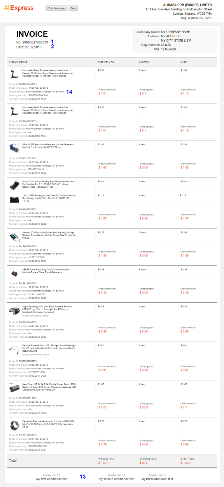 Ali Invoice - Instructions - Dropshipping Store