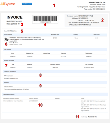 Ali Invoice - Instructions - Dropshipping Store