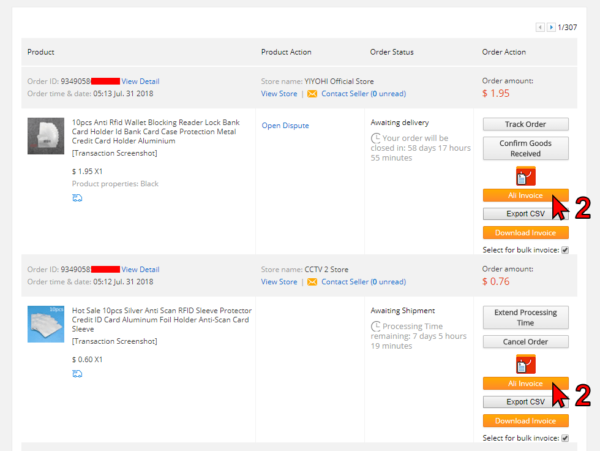 Ali Invoice - You can get an AliExpress invoice in a single click!