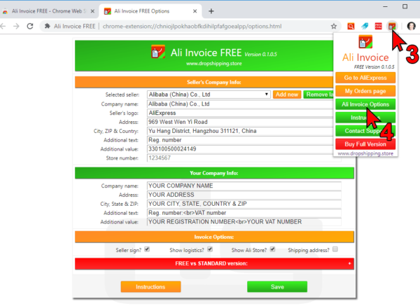 Ali Invoice FREE - Instructions - Dropshipping Store