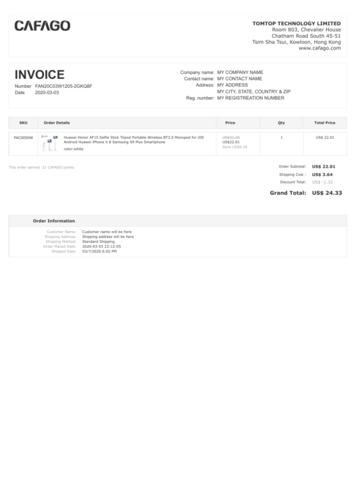GFC Invoice - Dropshipping Store