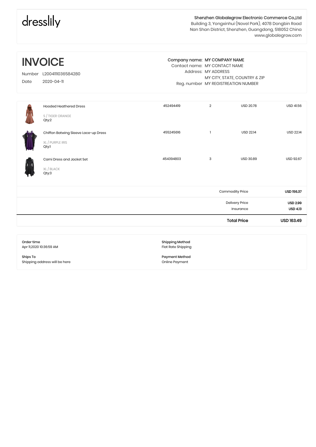 GFC Invoice - Dropshipping Store